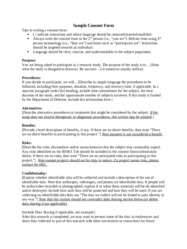 Tips to writing a consent : Doc Template | pdfFiller
