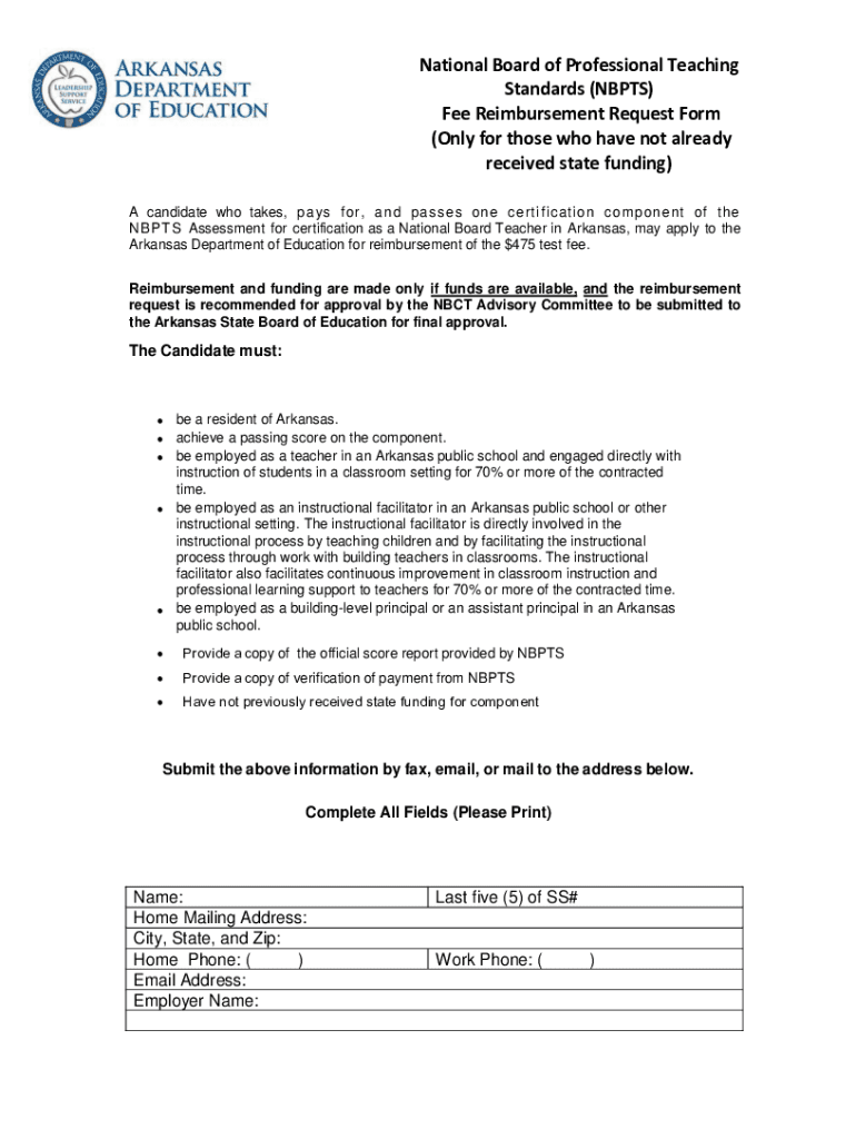 Fillable Online National Board of Professional Teaching Standards ...