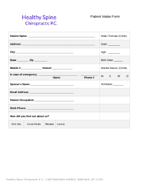 Healthy Spine Chiropractic - Patient Intake . Healthy Spine ...