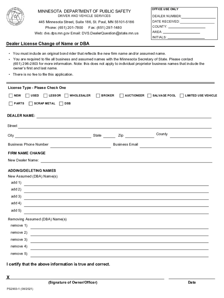 Fillable Online dps mn Motor Vehicle Dealer License Surety Bond ...
