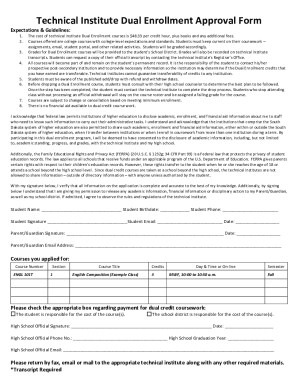Fillable Online Technical Institute Dual Enrollment Approval Form Fax ...