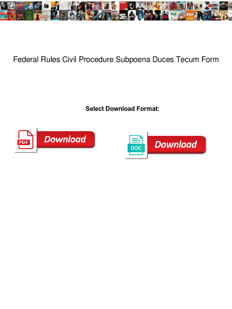 Fillable Online Sample Civil Subpoena Duces Tecum On A Law Enformcement ...