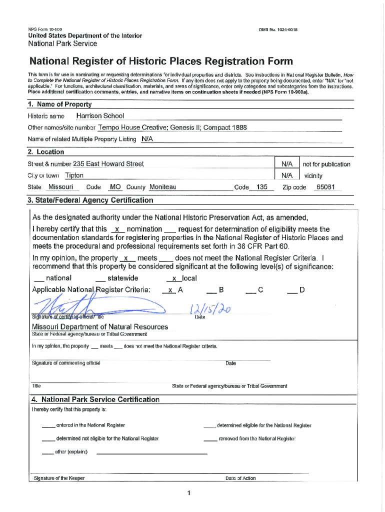 Fillable Online National Register Forms - National Register of Historic ...