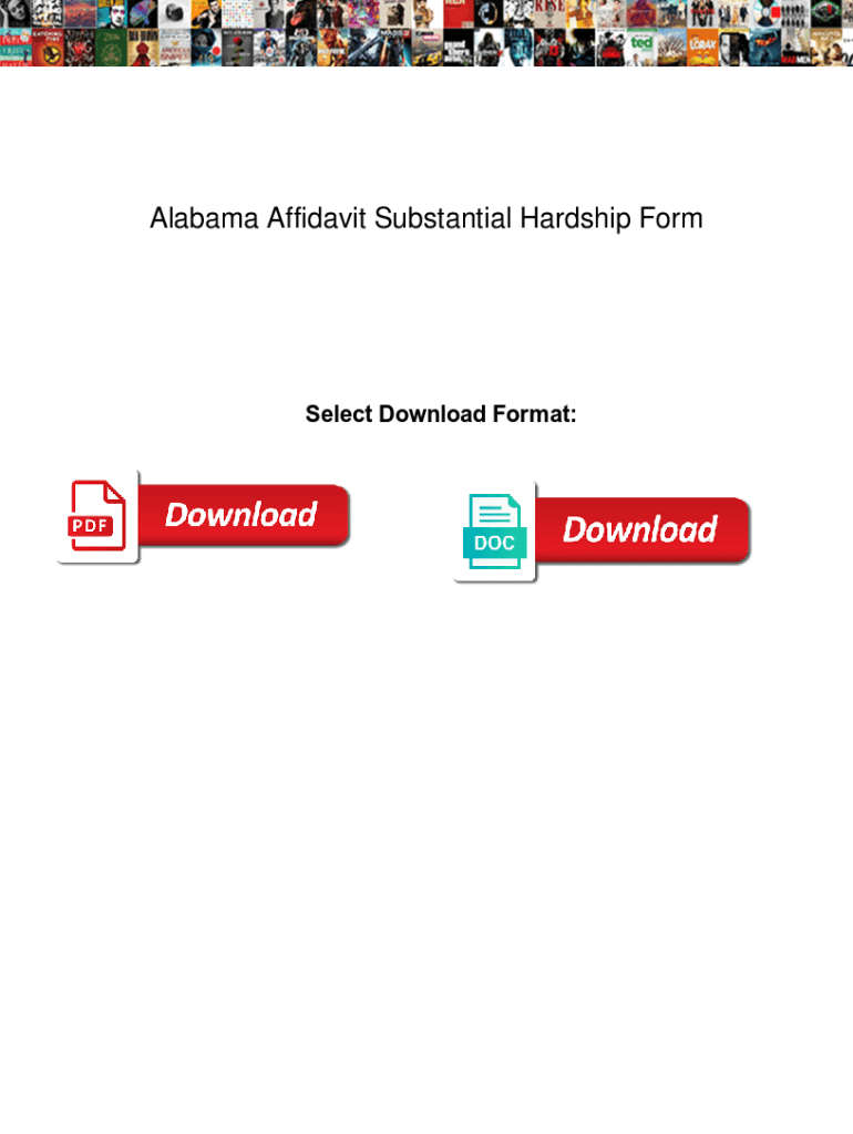 Fillable Online Alabama Affidavit Substantial Hardship Form. Alabama ...