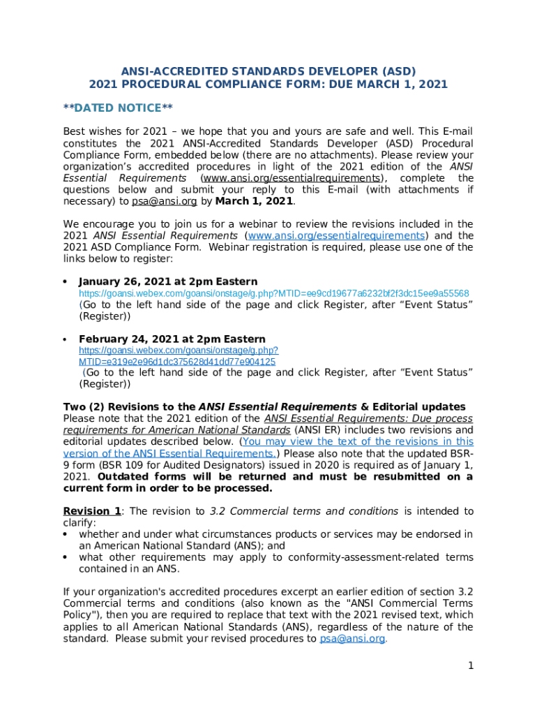 2021 ASD Procedural Compliance (Word version) Doc Template | pdfFiller