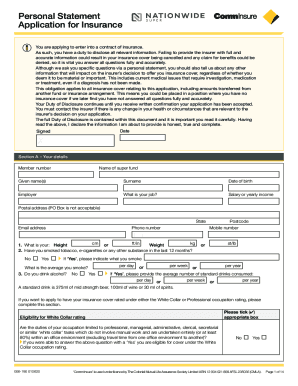 Fillable Online CommInsure Personal Statement (Pilot Form). CommInsure ...