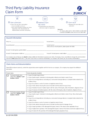 Fillable Online Third Party Liability Insurance Claim Form - zurichcare ...
