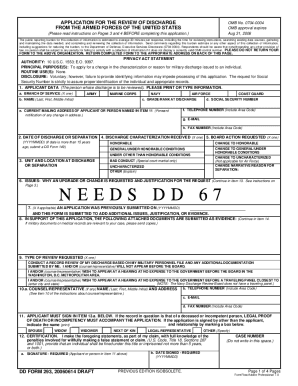 Fillable Online Form DD 293 Application for the Review of Discharge ...
