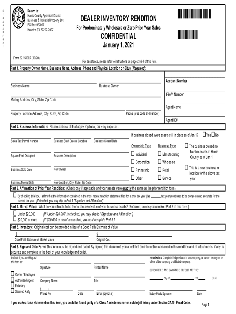 Fillable Online VEHICLE RENDITION - HCAD Fax Email Print - pdfFiller