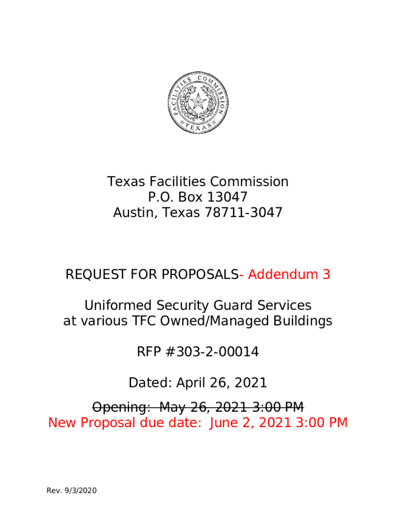 REQUEST FOR PROPOSALS- Addendum 3 Doc Template | pdfFiller