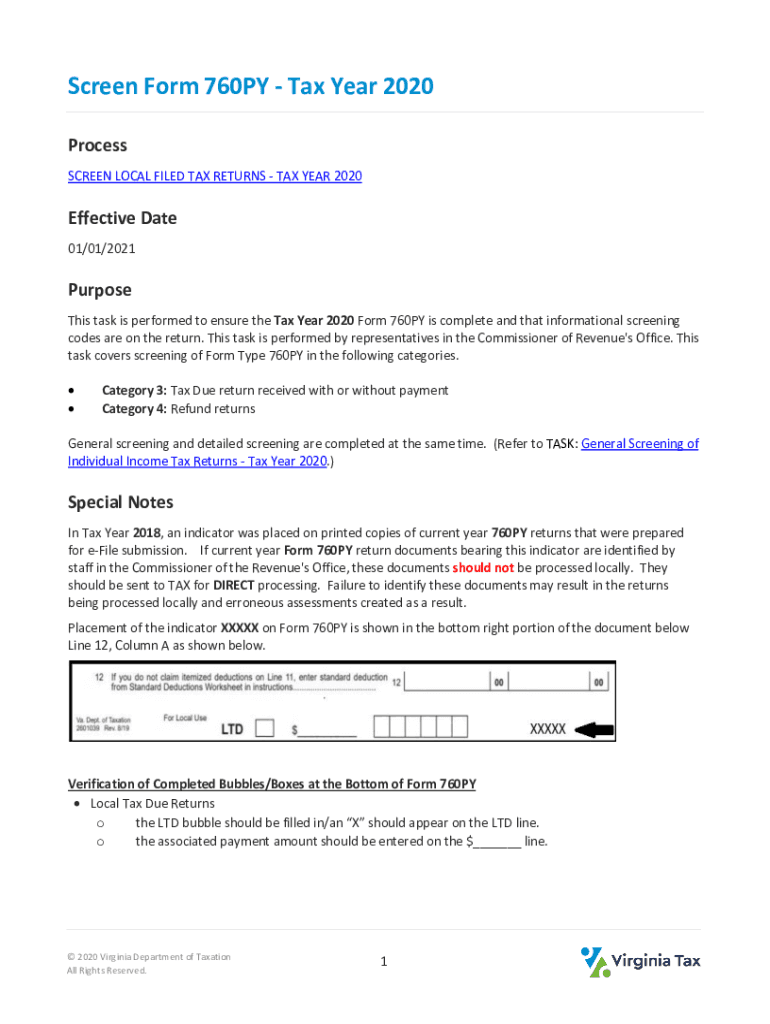Fillable Online Screen Form 760PY - Tax Year 2020 Fax Email Print ...