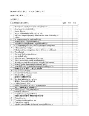 Fillable Online Hotel Inspection Checklist - grouptravel.org Fax Email ...