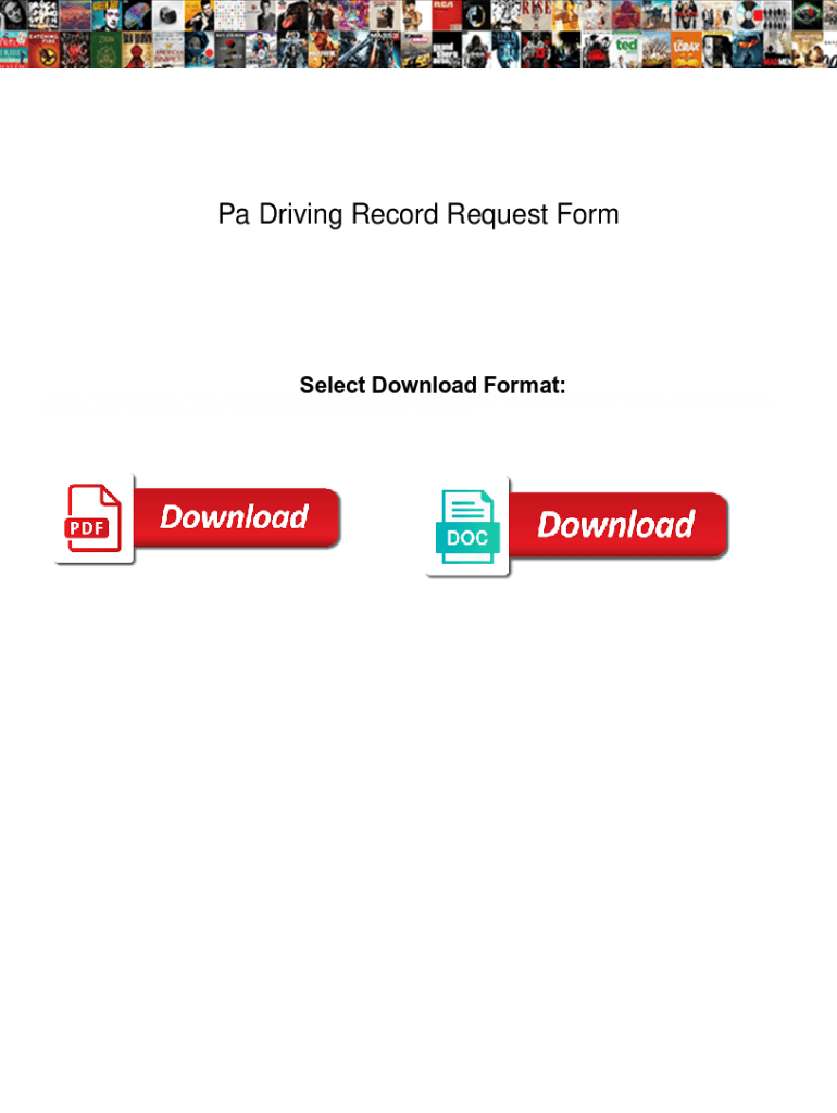 Fillable Online Pa Driving Record Request Form. Pa Driving Record ...