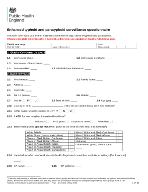 Enhanced surveillance of enteric fever questionnaire Doc Template ...