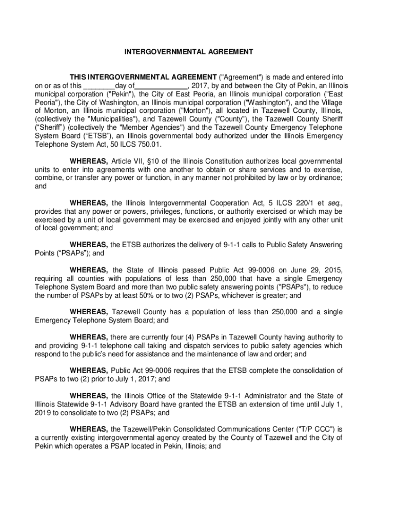 Fillable Online THIS INTERGOVERNMENTAL AGREEMENT ("Agreement") is made ...