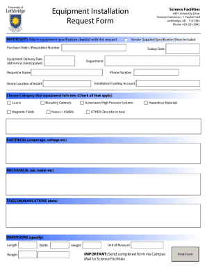 Fillable Online Equipment Installation Request Form Fax Email Print ...