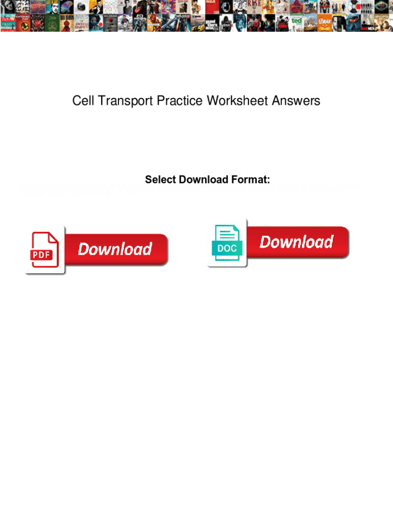 Fillable Online Cell Transport Practice Worksheet Answers Cell
