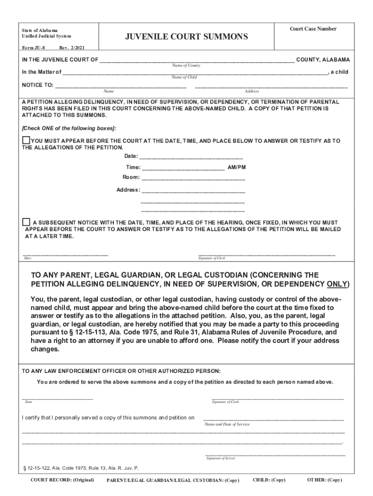 Fillable Online eforms alacourt Family Court Information - Alabama ...