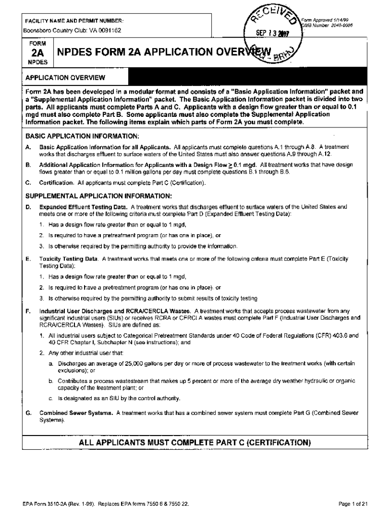 Fillable Online 2A NPDES FORM 2A APPLICATION OVER Fax Email Print ...