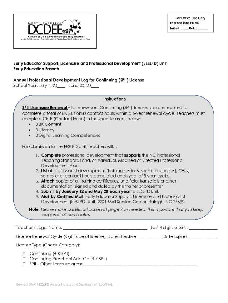 Fillable Online Annual Professional Development Log Fax Email Print ...