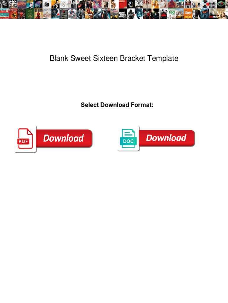Fillable Online Blank Sweet Sixteen Bracket Template. Blank Sweet ...
