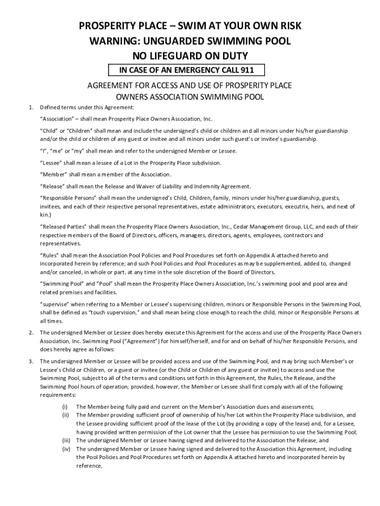 Fillable Online 2020 Pool Agreement and Pool Release and Waiver of ...