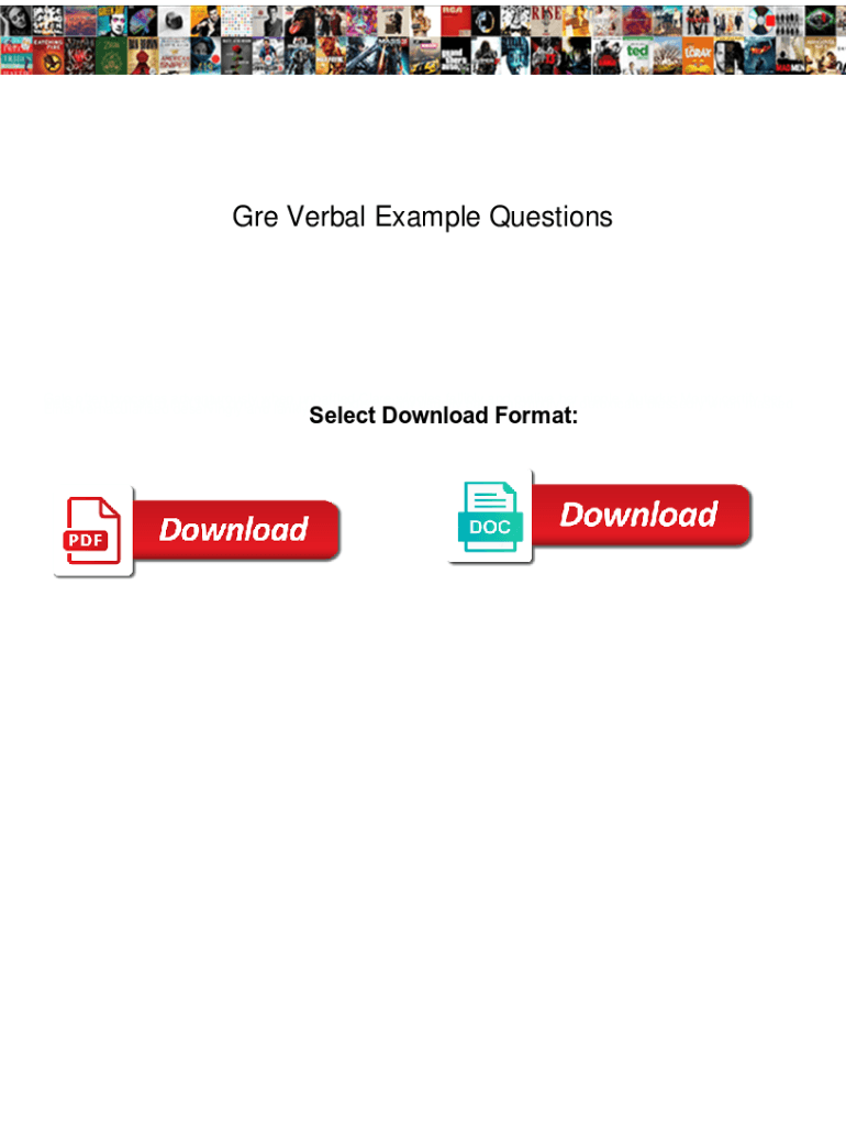 Fillable Online Gre Verbal Example Questions. Gre Verbal Example ...