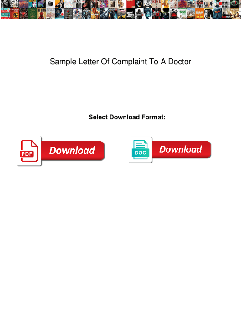 Fillable Online Sample Letter Of Complaint To A Doctor. Sample Letter ...
