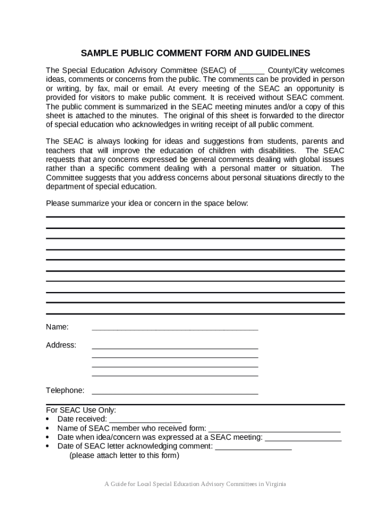 Public Comment Template - Fill Online, Printable, ... Doc Template ...