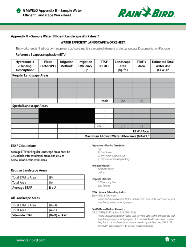 Fillable Online Water Efficient Landscape Ordinance (WELO)Planning and ...