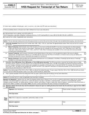 Fillable Online Guidelines Related to the IRS Form 4506-C and Tax ...
