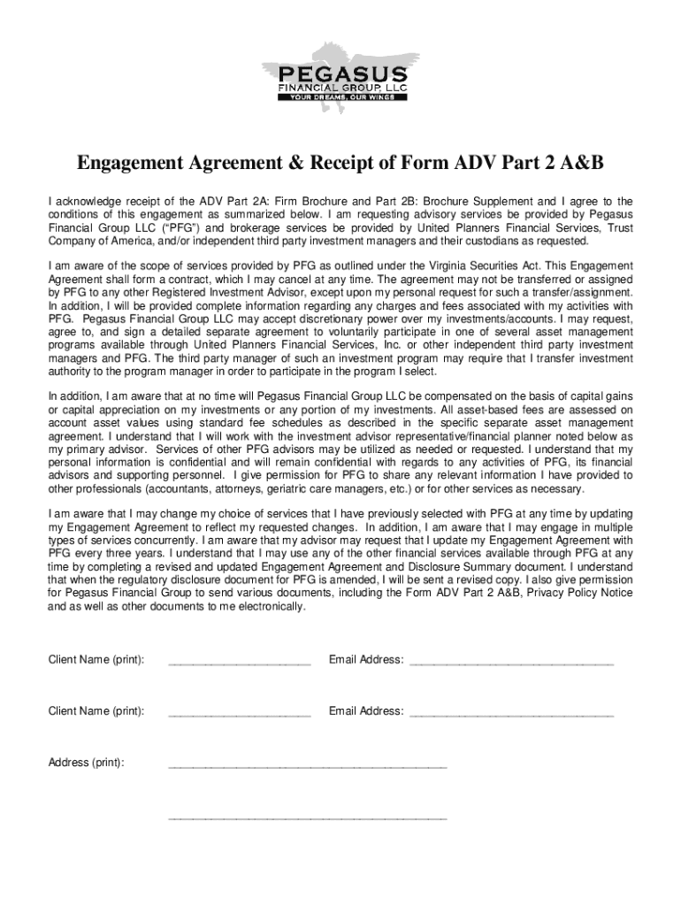 Fillable Online ENGAGEMENT AGREEMENT SUMMARY AND DISCLOSURE RECEIPT Fax ...