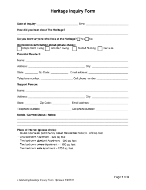 Fillable Online Heritage Inquiry Form Fax Email Print - pdfFiller