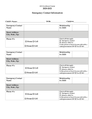 Fillable Online EHS Enrollment Packet Fax Email Print - pdfFiller