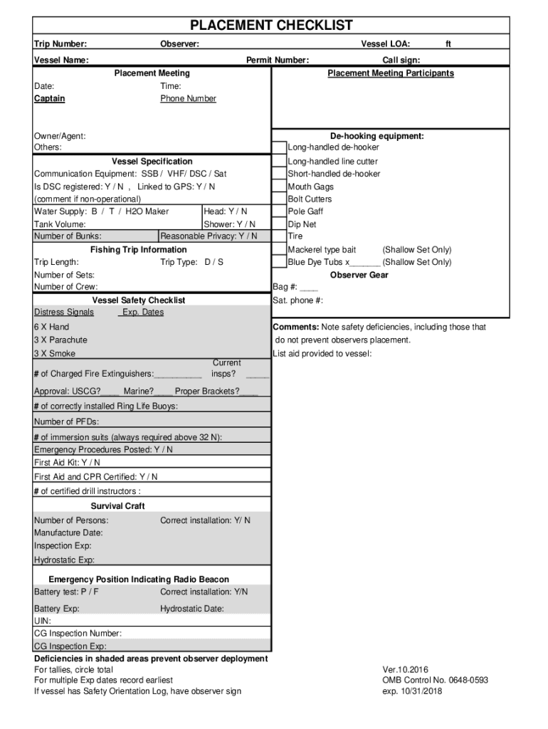 Fillable Online Placement checklist Fax Email Print - pdfFiller