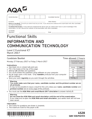 Fillable Online Functional Skills ICT Level 2 Question paper Level 2 March ... Fax Email Print ...