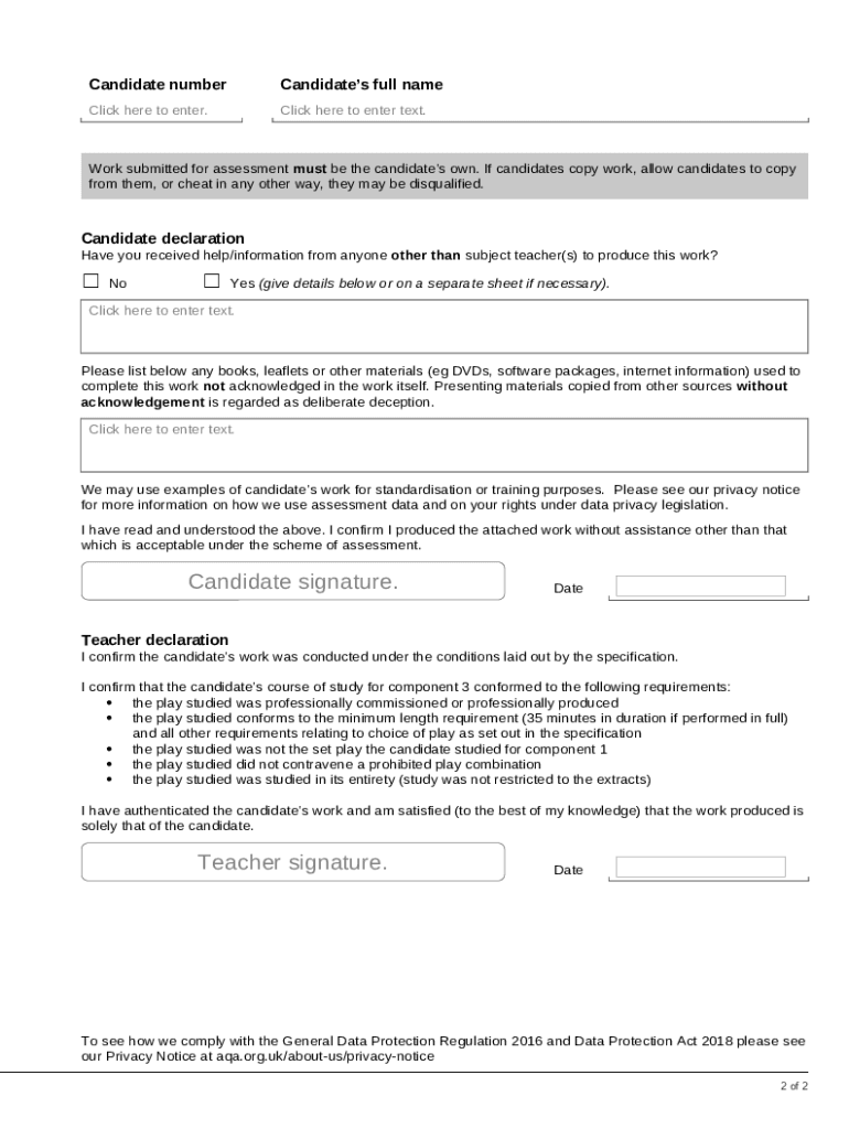 2021 candidate record GCSE Drama NEA component 3 - Texts in practice ...
