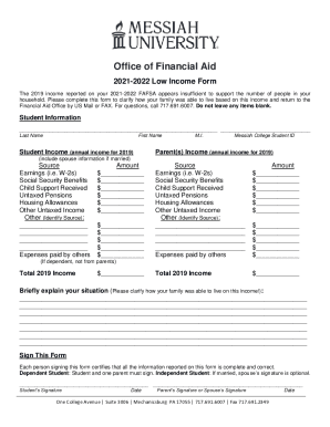 Fillable Online 2021-2022 Low Income Form Fax Email Print - pdfFiller