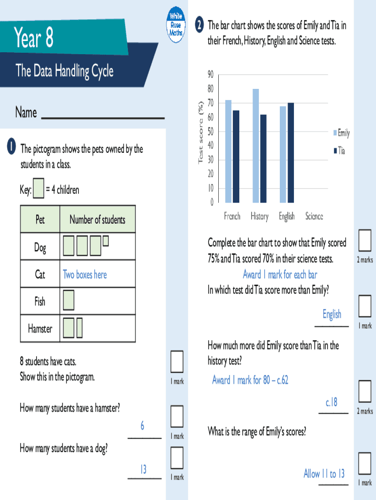 Fillable Online Year 8 Data Handling Answers - White Rose Maths Fax ...