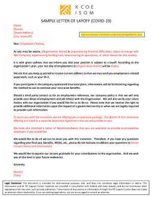 Fillable Online COVID-19 Sample Notice of Layoff Letter Fax Email Print ...