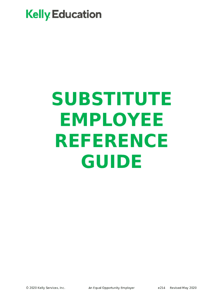 Substitute Teacher Reference Guide (e214) Doc Template | pdfFiller