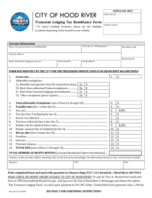 Fillable Online Transient Room Tax Remittance Form Fax Email Print ...
