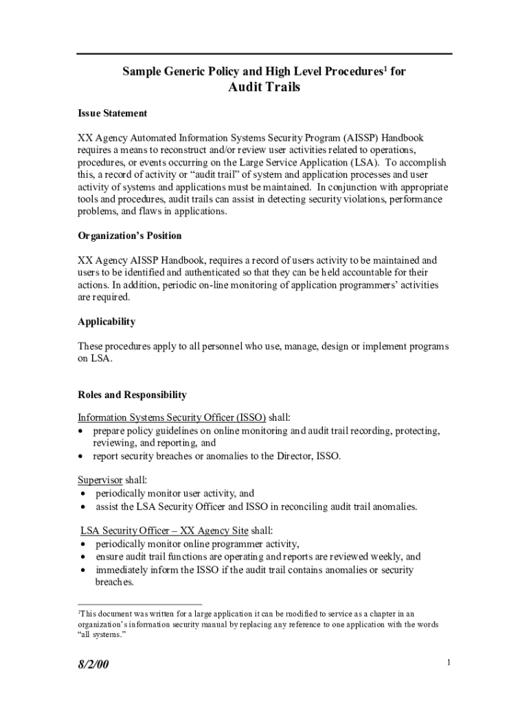 Fillable Online Audit Report on User Access Controls at the Department ...