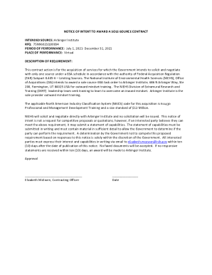 Fillable Online Notice of Intent to Award A Sole-source Contract Fax ...