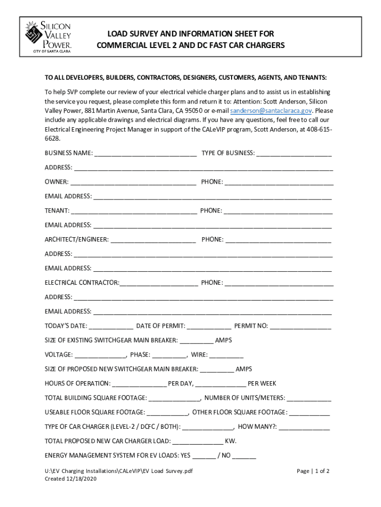 Fillable Online LOAD SURVEY AND INFORMATION SHEET FOR COMMERCIAL ... Fax Email Print - pdfFiller