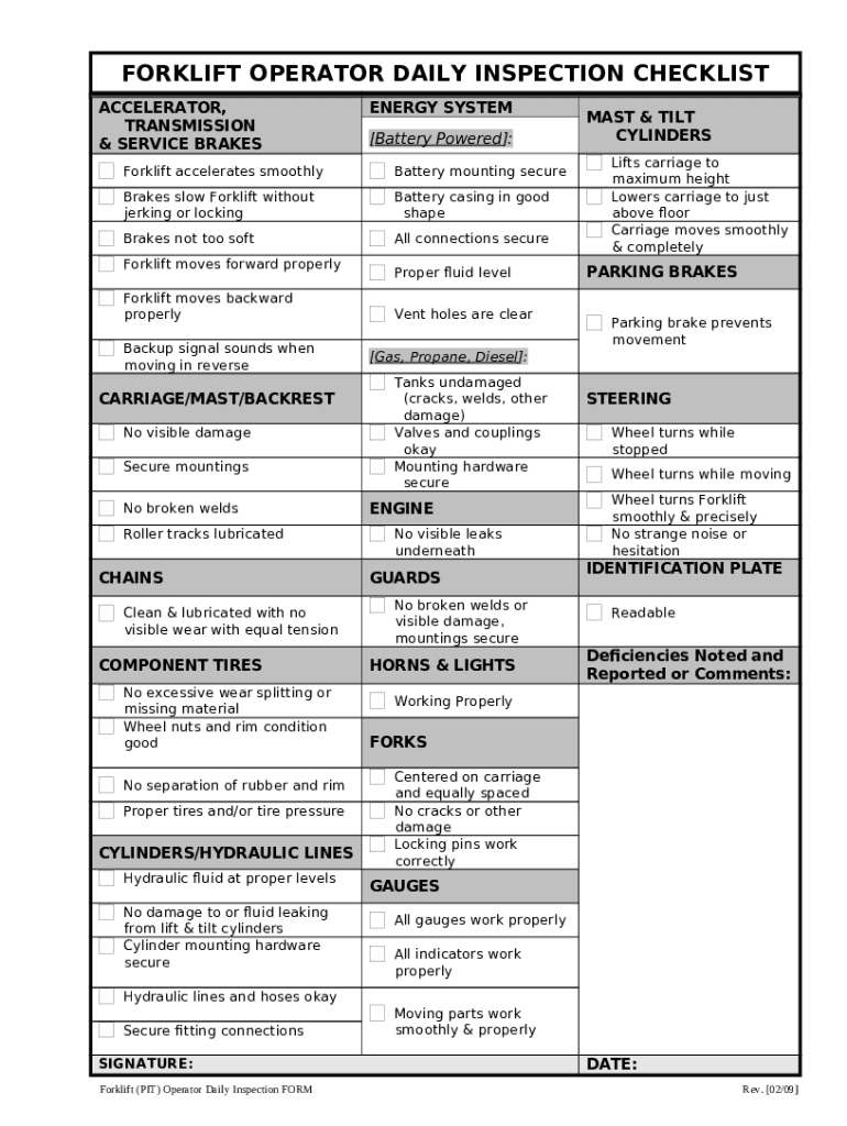 Developing A Daily Forklift Inspection Checklist - Mitsubishi ... Doc ...