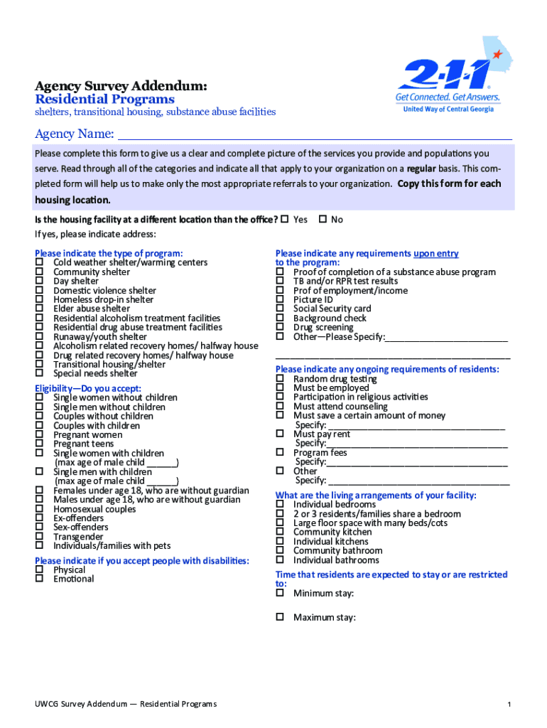 Fillable Online Agency Survey Addendum: Fax Email Print - pdfFiller