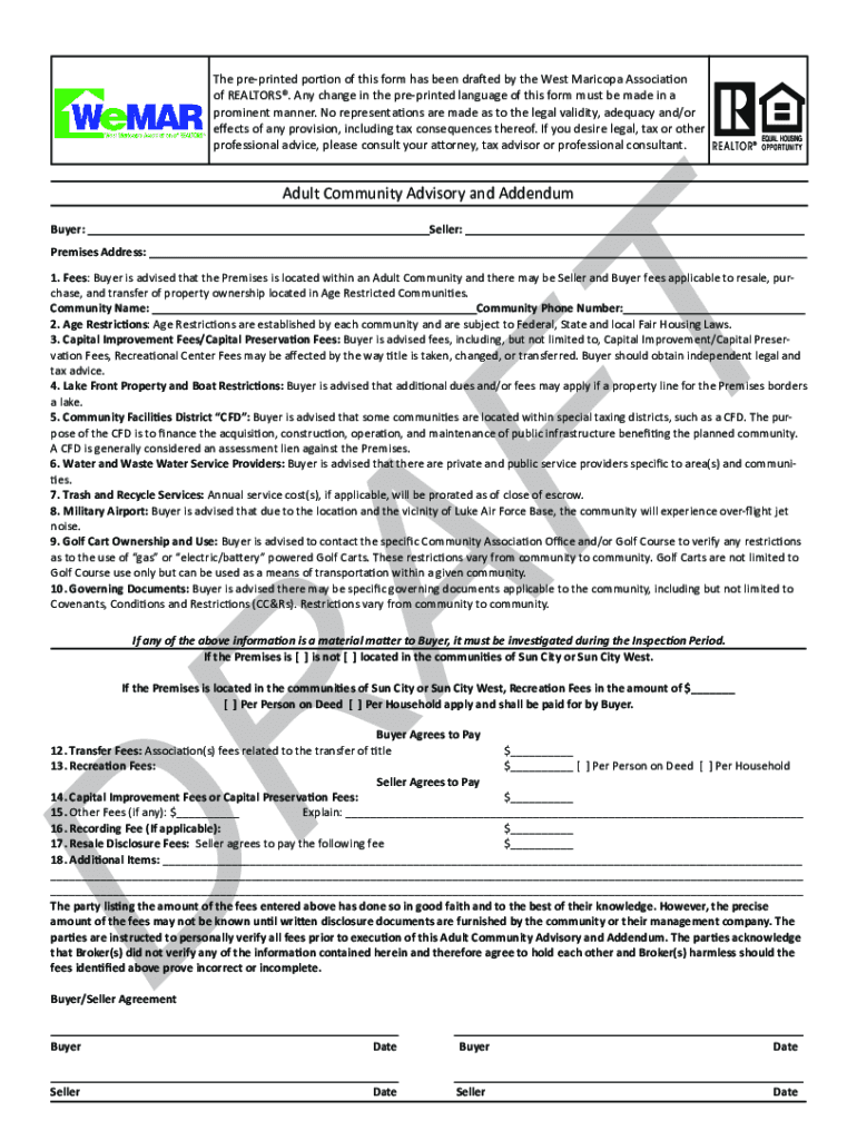 Fillable Online Fillable Online age restricted planned community disclosure ... Fax Email Print ...