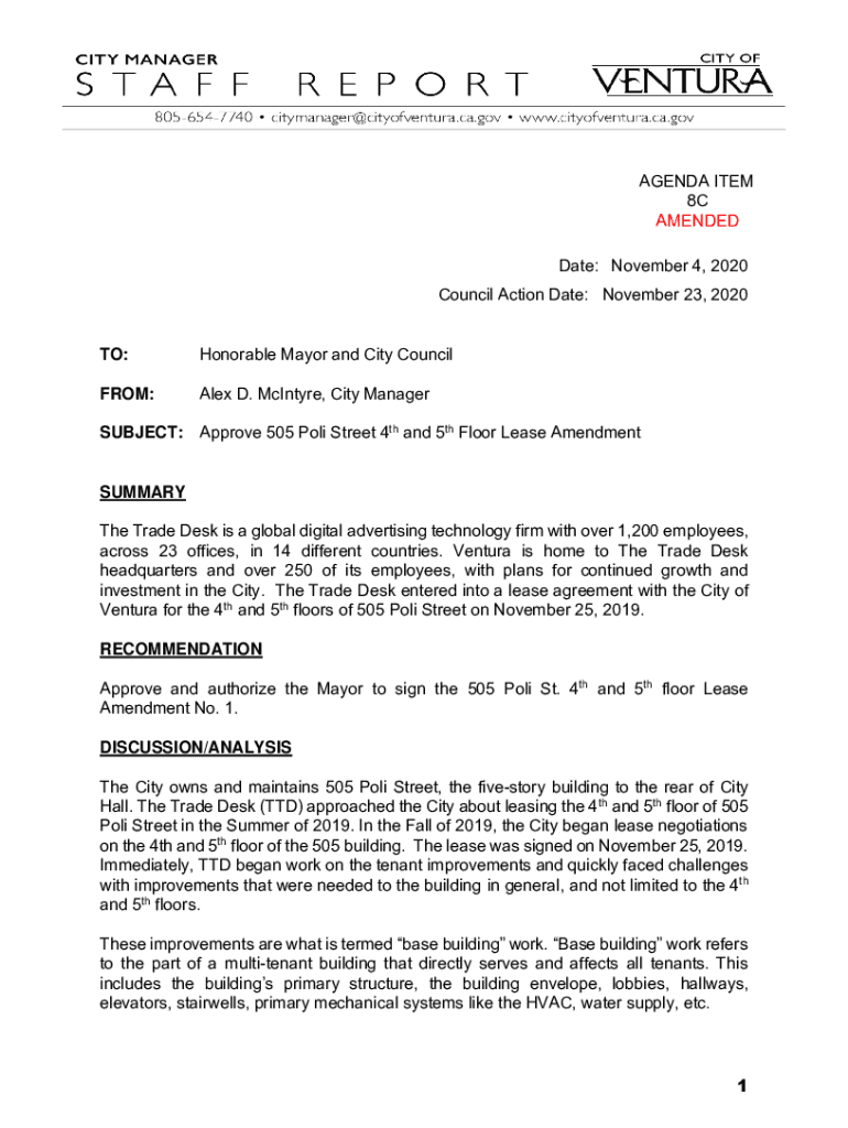 Fillable Online Approve 505 Poli Street 4th and 5th floor Lease ...