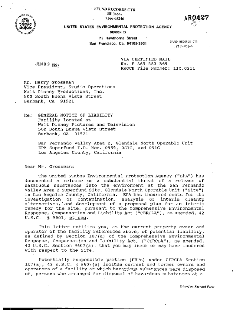 Fillable Online General notice of liability re PRP site, 500 South ...